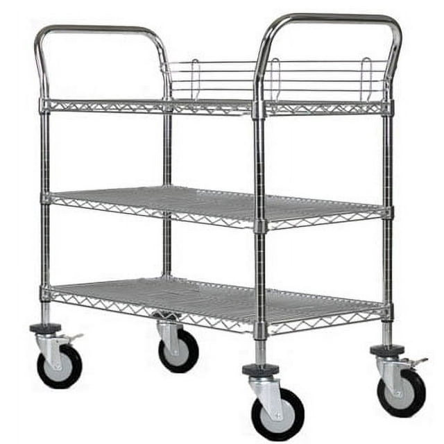 18" Deep x 18" Wide x 39" High 3 Tier Heavy Duty Chrome Wire Utility ...