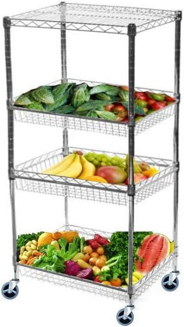 18" Deep x 24" Wide x 102" High 4 Tier Chrome Mobile Basket Unit 800lb ...