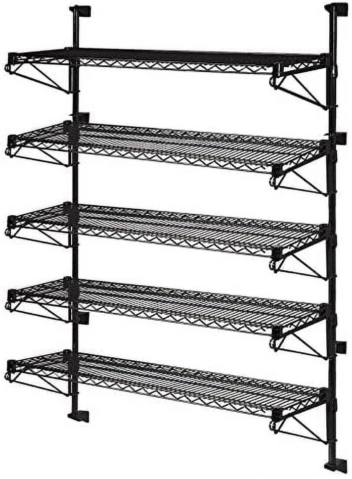 18" Deep x 24" Wide x 63" High Adjustable 5 Tier Black Wall Mount ...