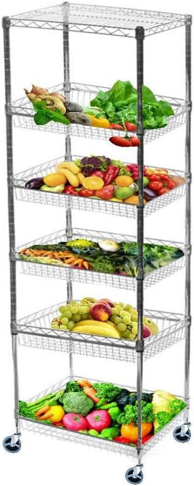18" Deep x 30" Wide x 80" High 6 Tier Chrome Mobile Basket Unit 800lb ...