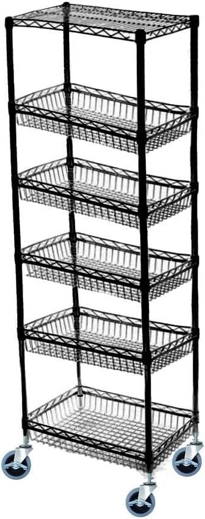 18" Deep x 36" Wide x 92" High 6 Tier Black Mobile Basket Unit 800lb ...