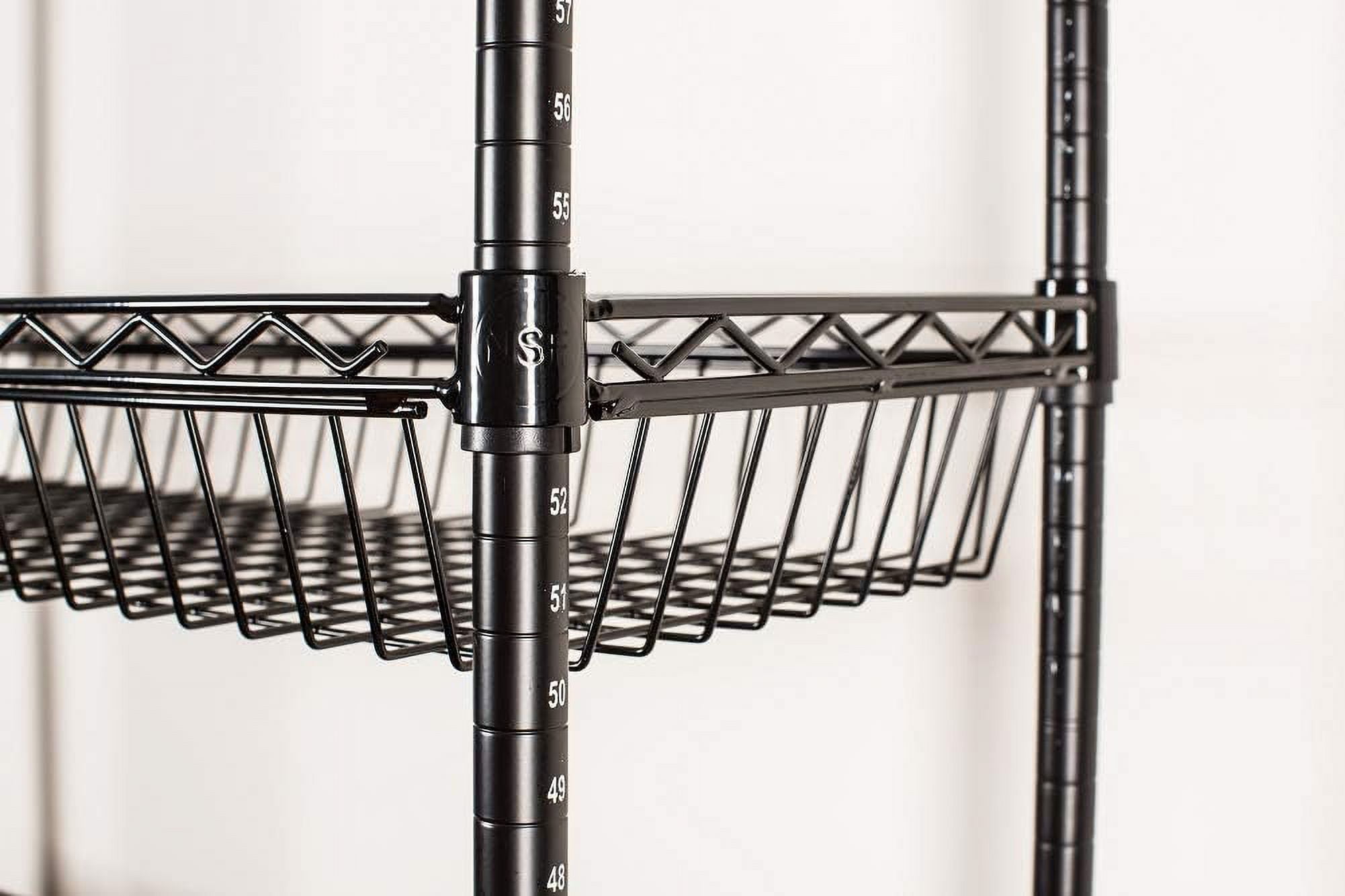 18" Deep x 48" Wide x 63" High 4 Tier Stationary Black Basket Unit ...