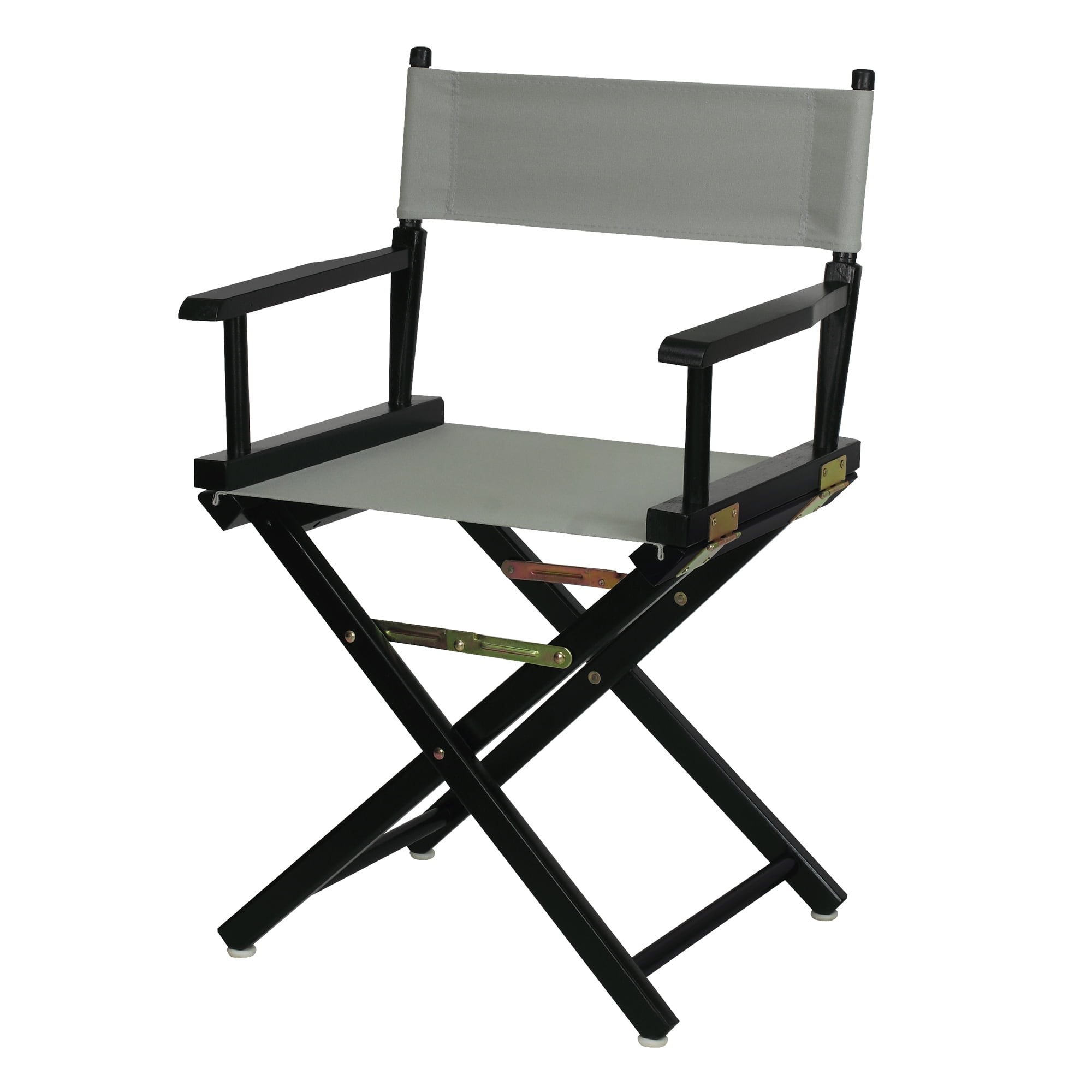 18" Folding Director's Chair with Armrests, Black Frame-Gray Canvas ...