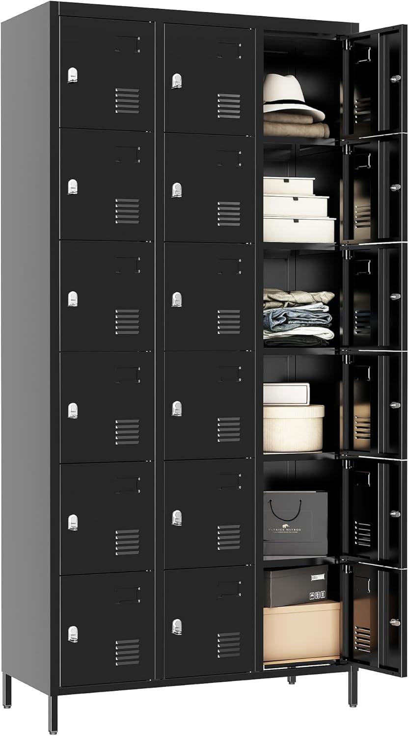 18 Doors Locker Storage Cabinet, Metal Locker for Employees, 72" Tall ...