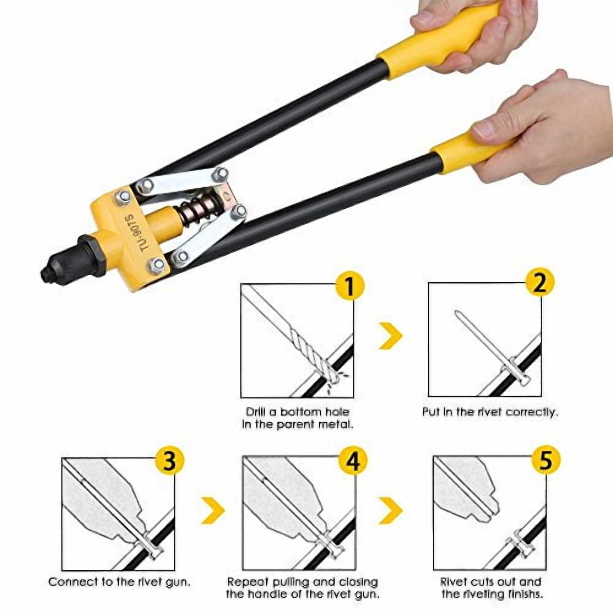 18" Double Core-Pulling Hand Rivet Gun Heavy Duty Riveting Hand Riveter ...
