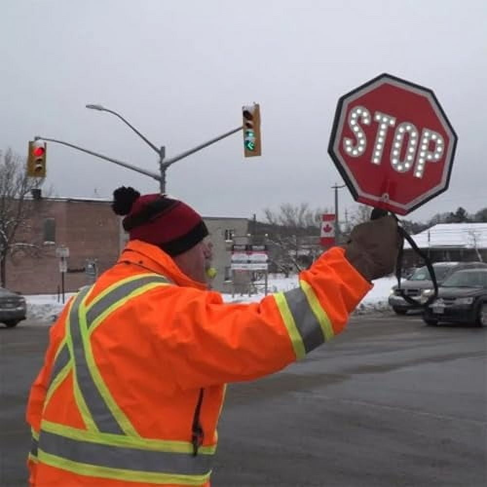 18" Double-Sided LED STOP SLOW Paddle, Reflective Traffic Sign Traffic ...