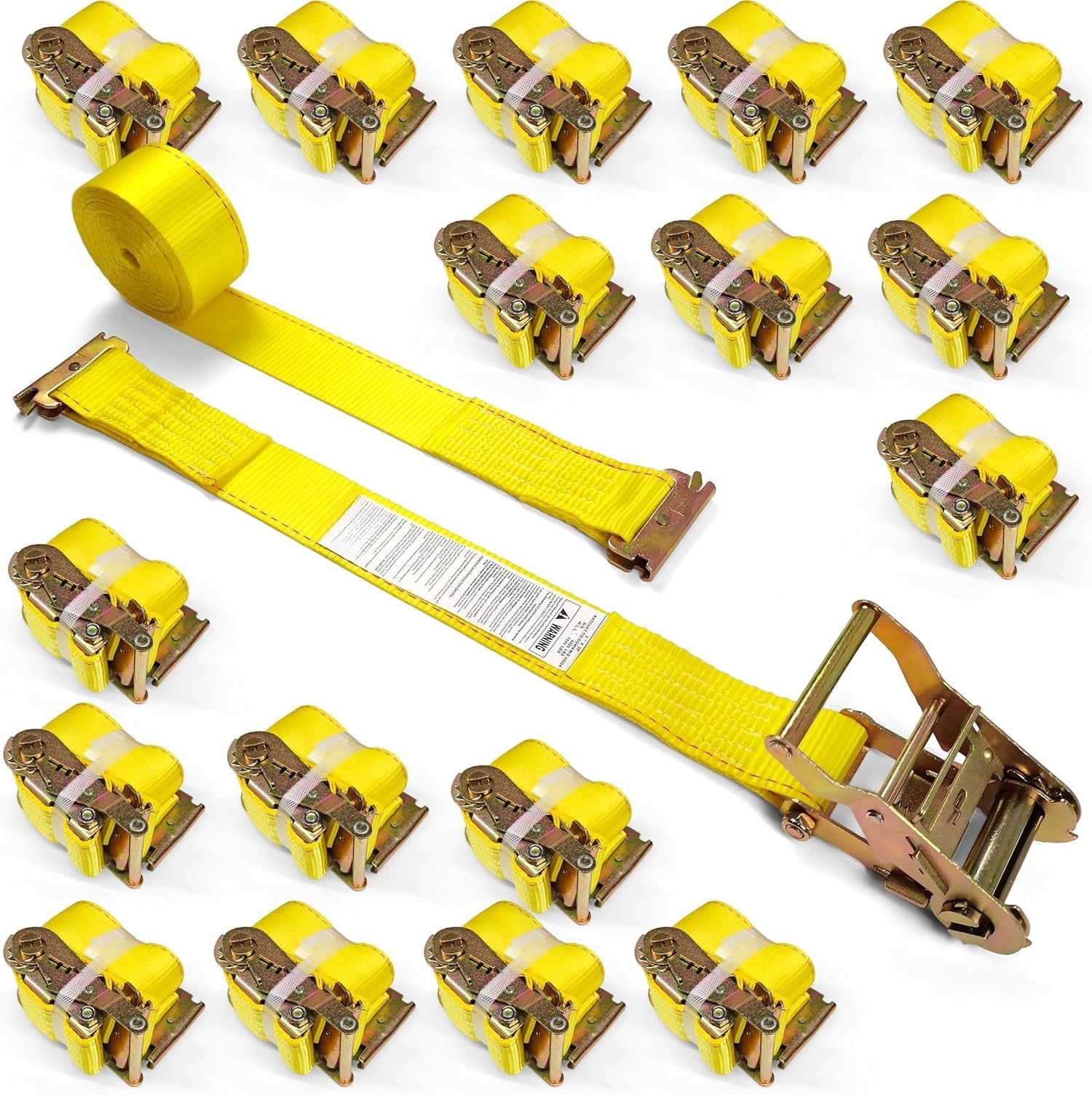 18 E-Track Ratchet Straps, 2" x15' Cargo Tie-Downs, 4500LBS Breaking ...