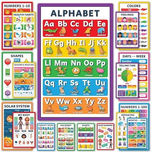 18 Educational Posters for Classroom & Kindergarten, Kindergarten ...
