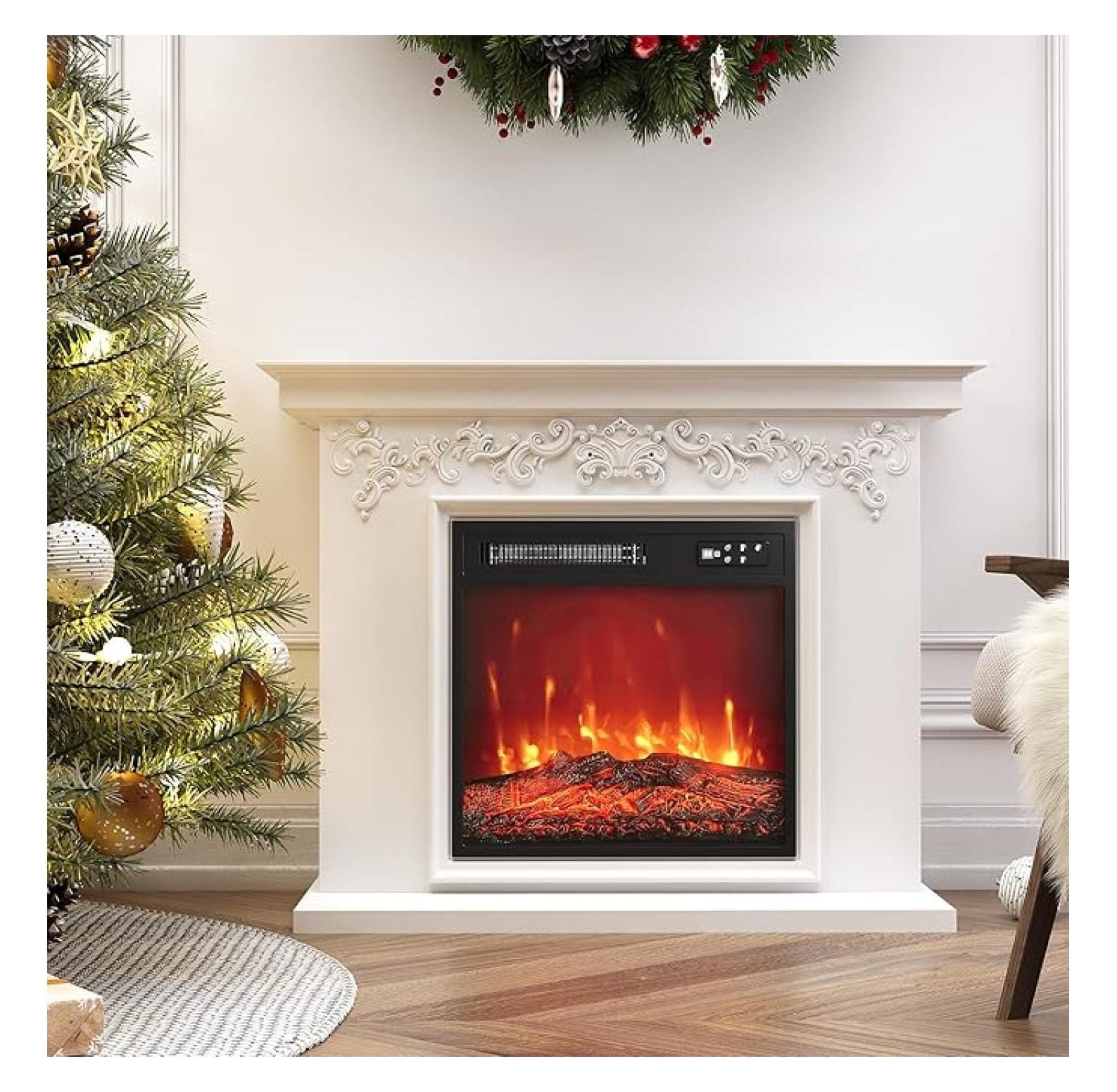 18'' Electric Fireplace Insert, Recessed Fireplace Heater with Control ...