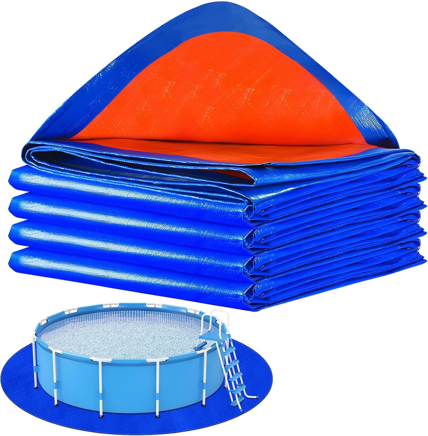 18 FT 5.32oz/yd² Swimming Pool Ground Cloth,Round Pool Liner Pad for ...