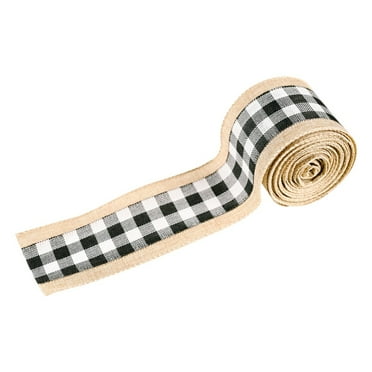 Ribbon Traditions Buffalo Plaid White and Black Wired Ribbon 2 1/2" by ...
