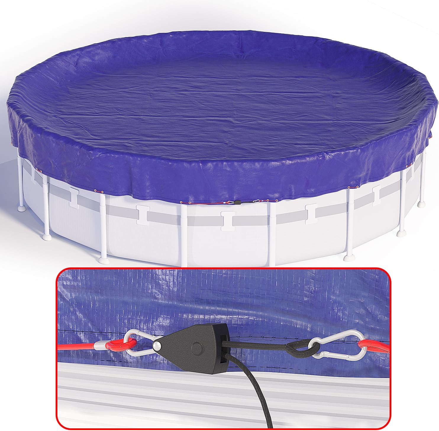 18 FT Round Pool Cover, [ 2025 Upgraded ] Above Ground Pool Cover ...