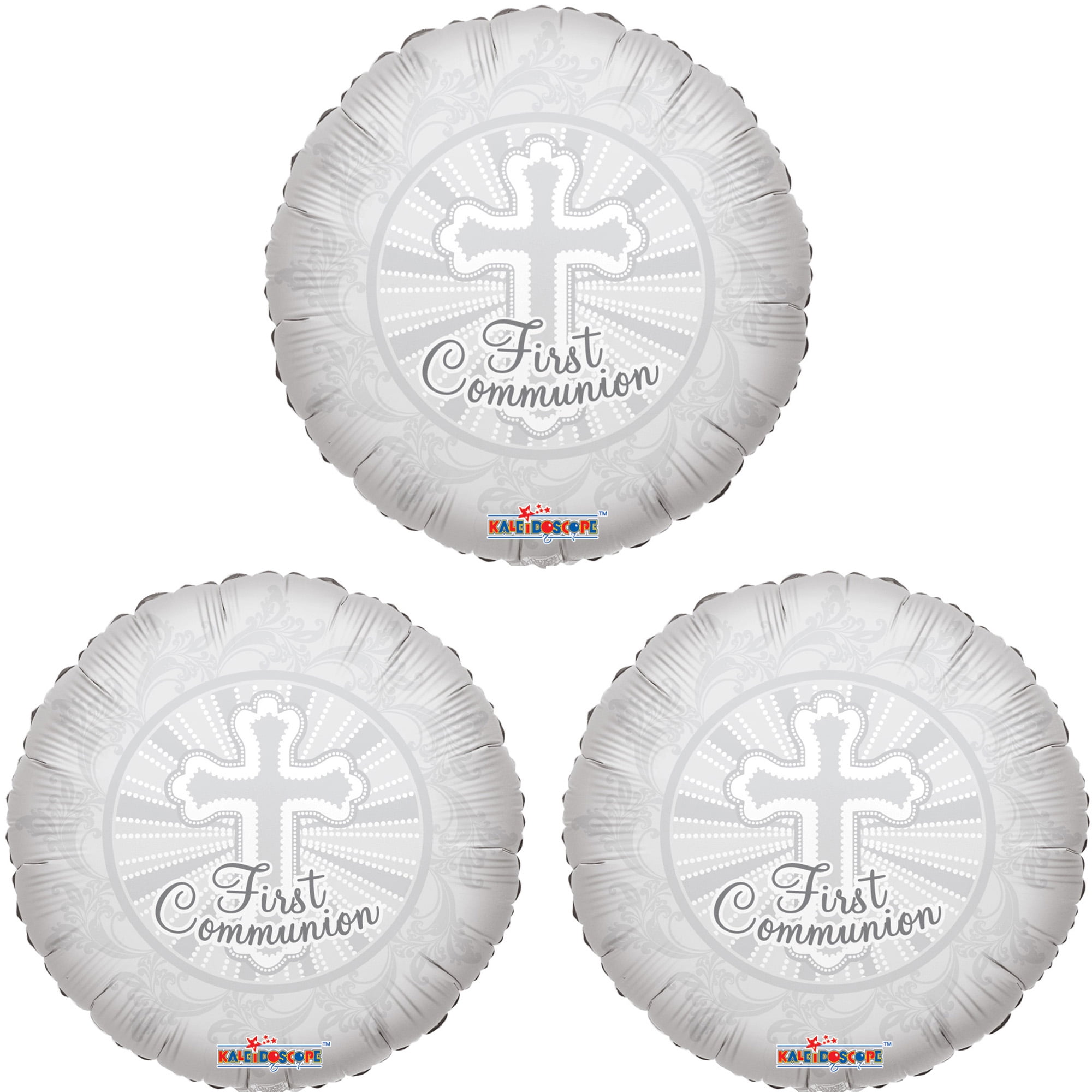18" First Communion Theme White Silver Foil Balloons (3 Balloons ...