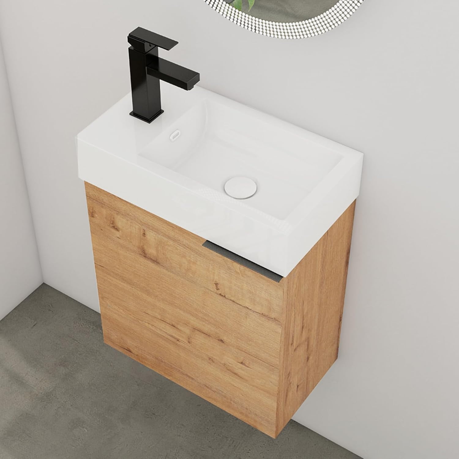 18" Floating Bathroom Vanity with Resin Sink Combo for Small Space ...