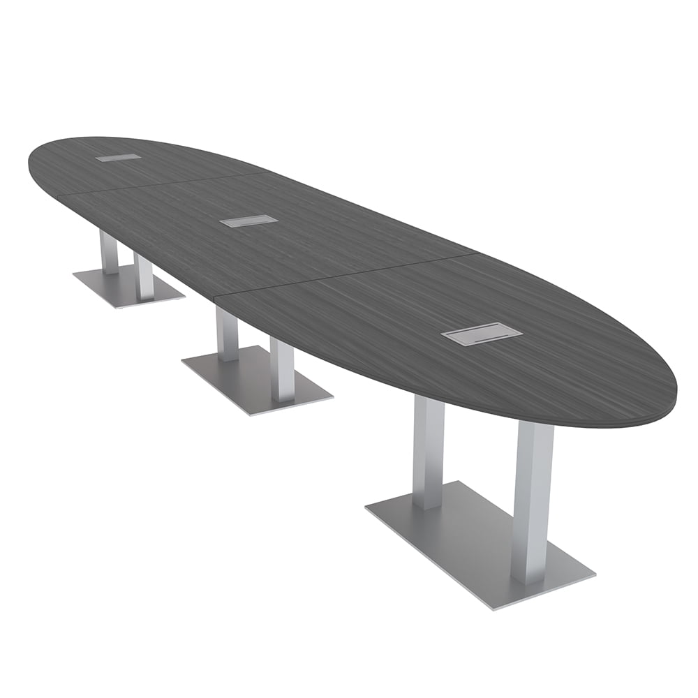 18-Foot Large Modular Powered Conference Table Oval Shape Metal Bases ...