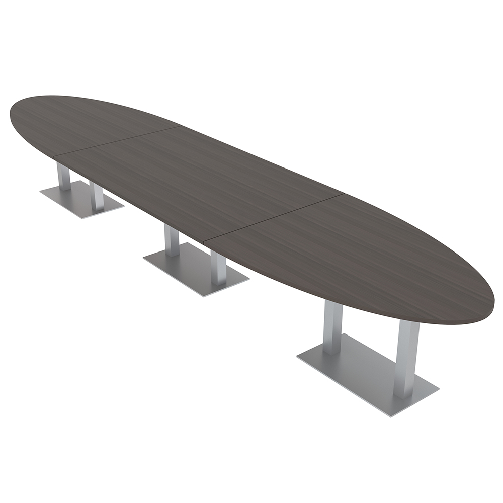 18-Foot Large Modular Powered Conference Table Oval Shape Metal Bases ...