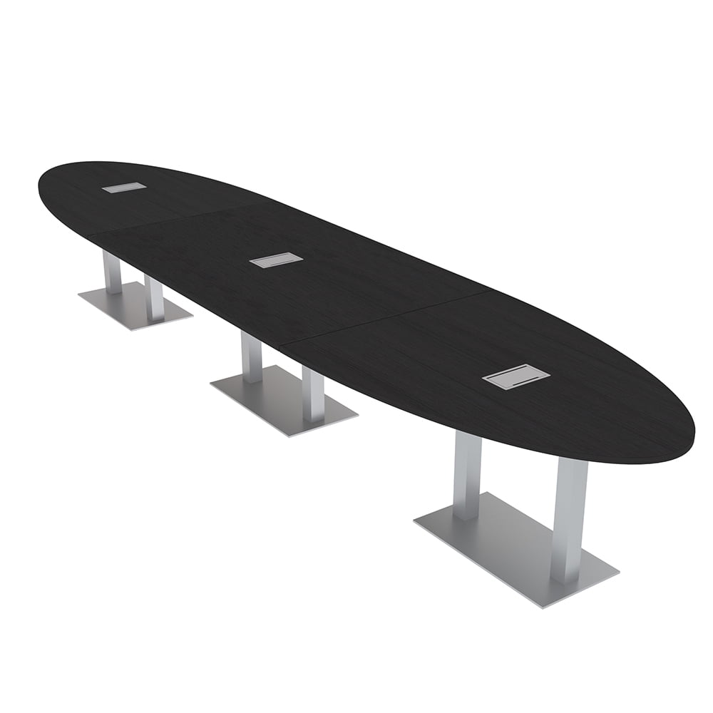 18-Foot Large Modular Powered Conference Table Oval Shape Metal Bases ...