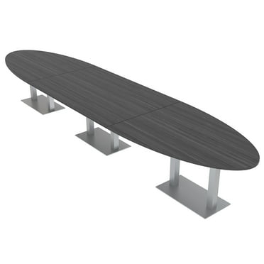 20 Person Arc Rectangle Powered Modular Conference Table Double Black ...