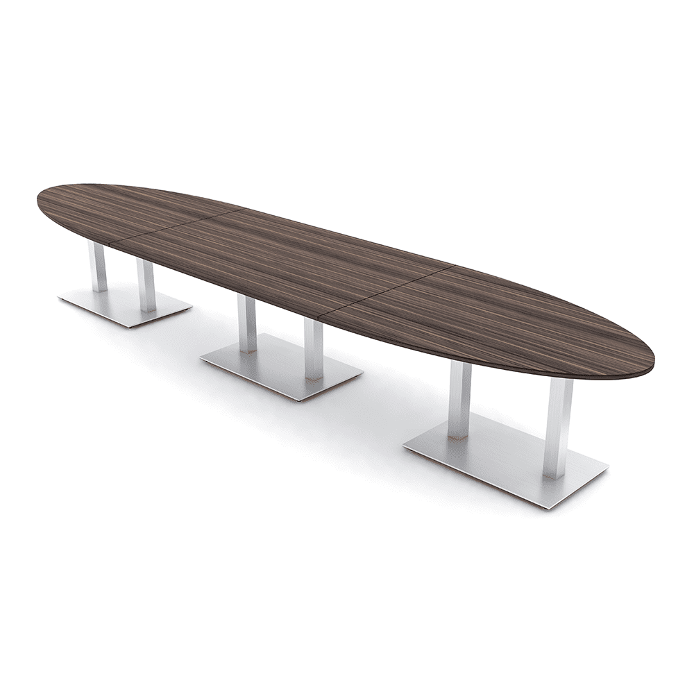 18-Foot Large Modular Powered Conference Table Oval Shape Metal Bases ...