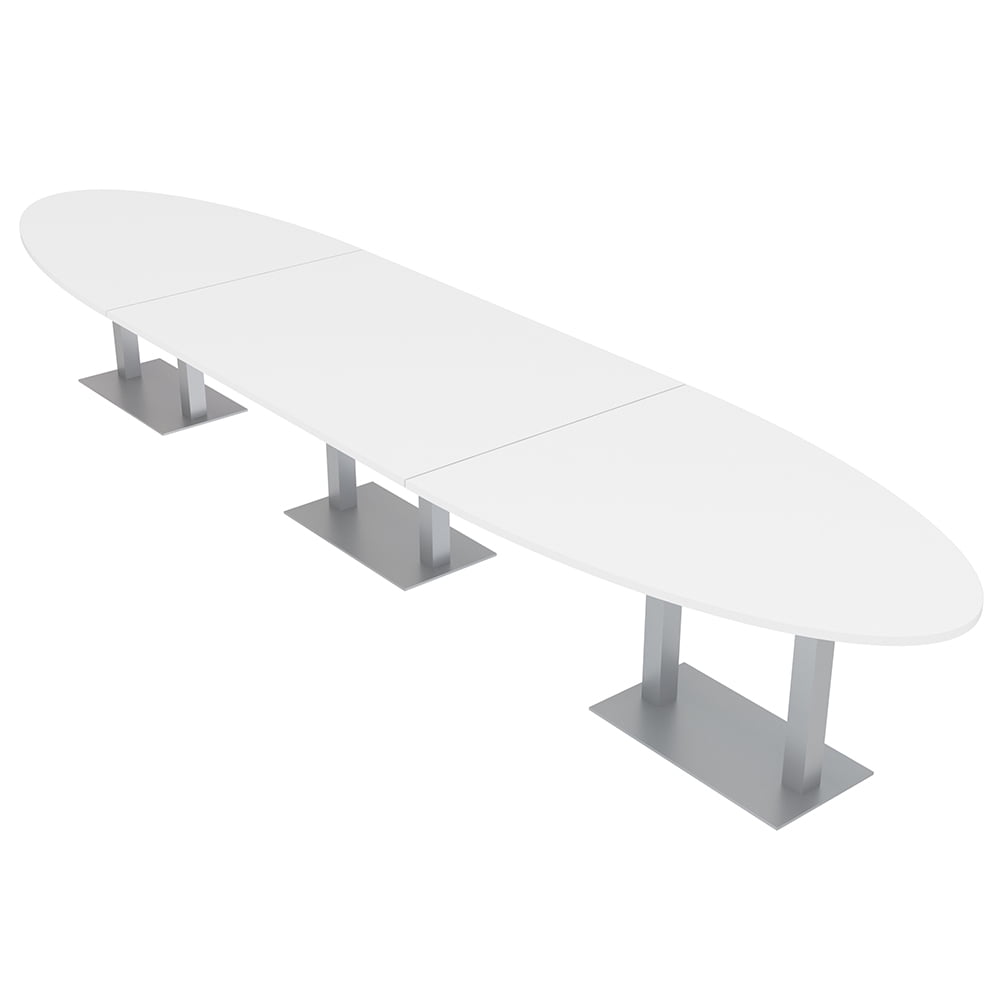 18-Foot Large Modular Powered Conference Table Oval Shape Metal Bases ...