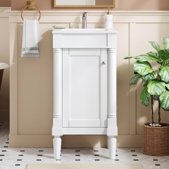 18" French Style Bathroom Cabinet with Storage, Small Space Solution ...