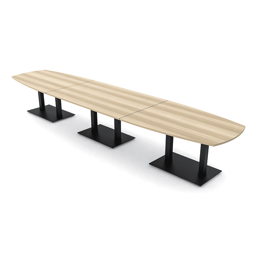 18 Ft Modular Arc Boat Conference Table Double Black Bases w/Electric ...