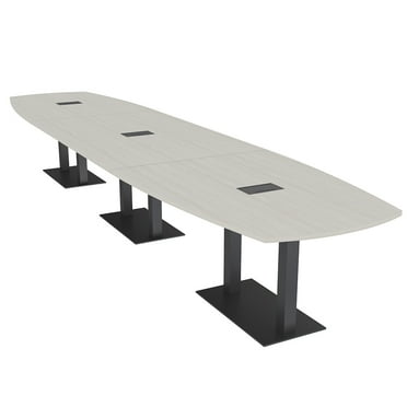 18Ft Arc Rectangle Powered Modular Conference Table Double Black Bases ...