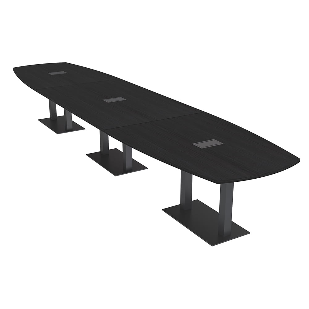 18 Ft Modular Arc Boat Conference Table Double Black Bases w/Electric ...