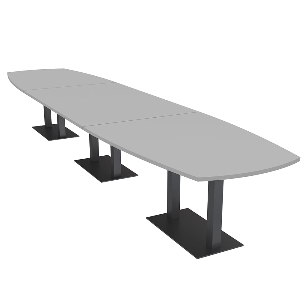 18 Ft Modular Arc Boat Conference Table Double Black Bases w/Electric ...