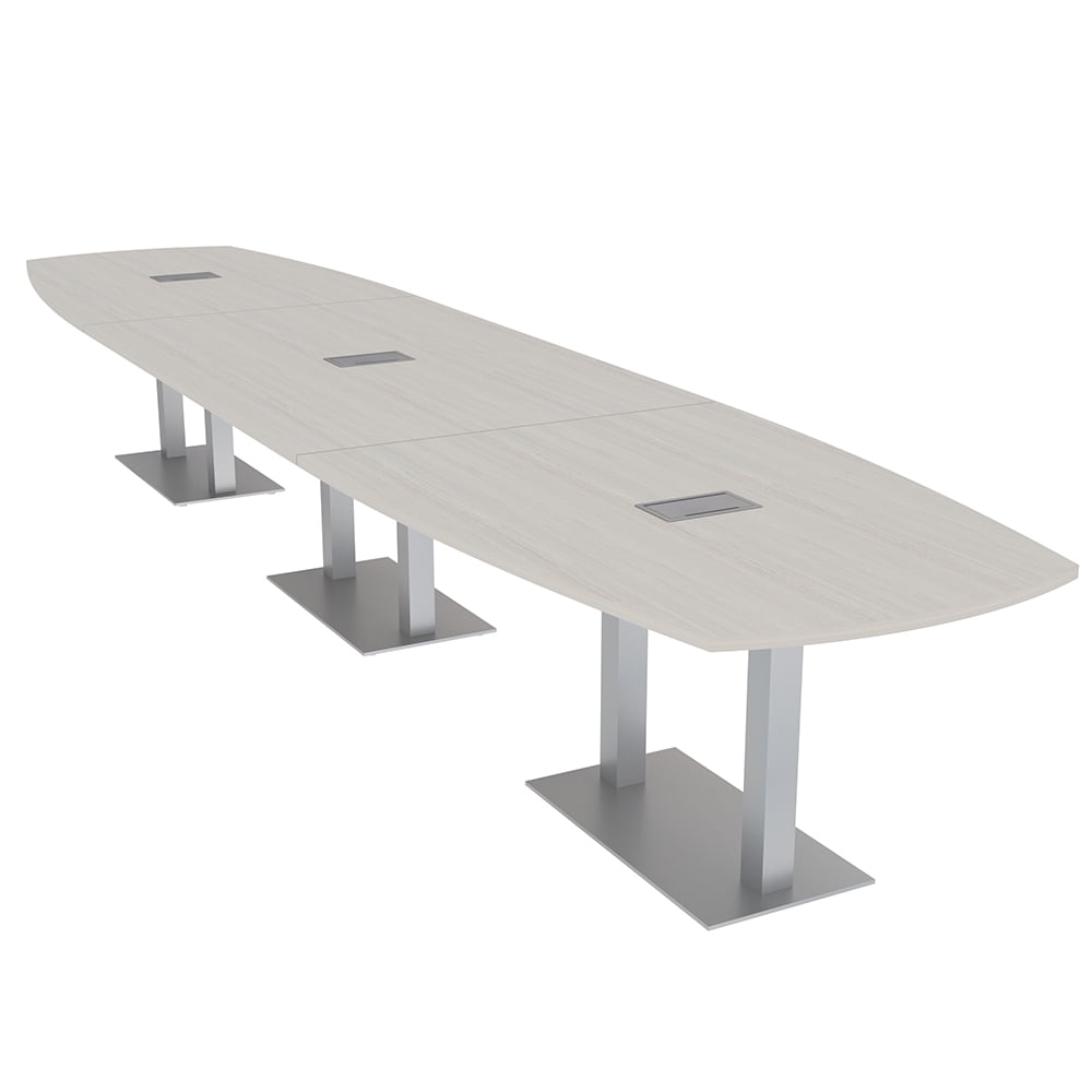 18 Ft Modular Arc Boat Conference Table Square Metal Bases w/Electric ...