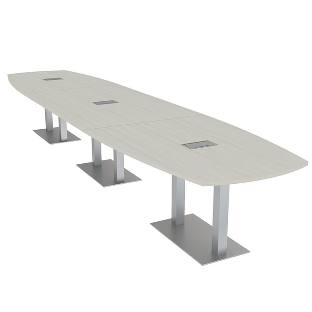 18 Ft Modular Arc Boat Conference Table Square Metal Bases w/Electric ...