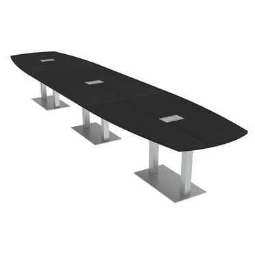 Modular 22 Ft Boardroom Table Boat Shaped Metal Bases Power And Data ...