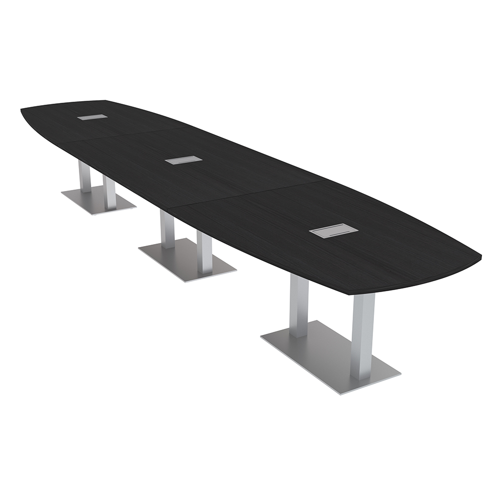 18 Ft Modular Arc Boat Conference Table Square Metal Bases w/Electric ...