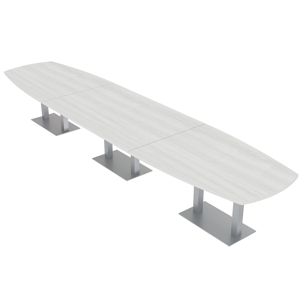 18 Ft Modular Arc Boat Conference Table Square Metal Bases w/Electric ...