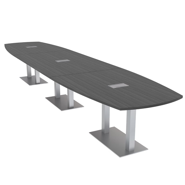 18 Ft Modular Arc Boat Conference Table Square Metal Bases w/Electric ...
