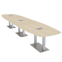 12 Ft Arc Boat Modular Conference Table Square Metal Bases w/Electric ...