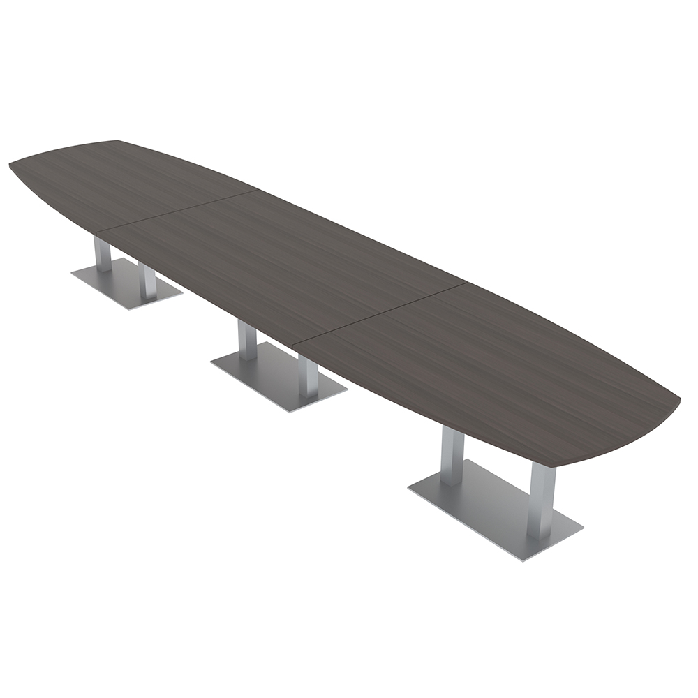 18 Ft Modular Arc Boat Conference Table Square Metal Bases w/Electric ...