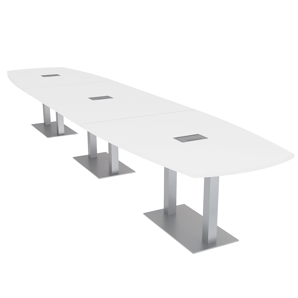 18 Ft Modular Arc Boat Conference Table Square Metal Bases w/Electric ...