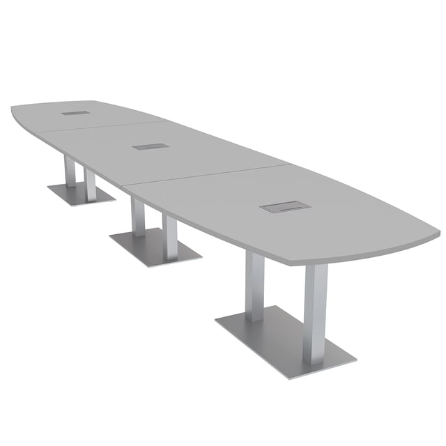 18 Ft Modular Arc Boat Conference Table Square Metal Bases w/Electric ...