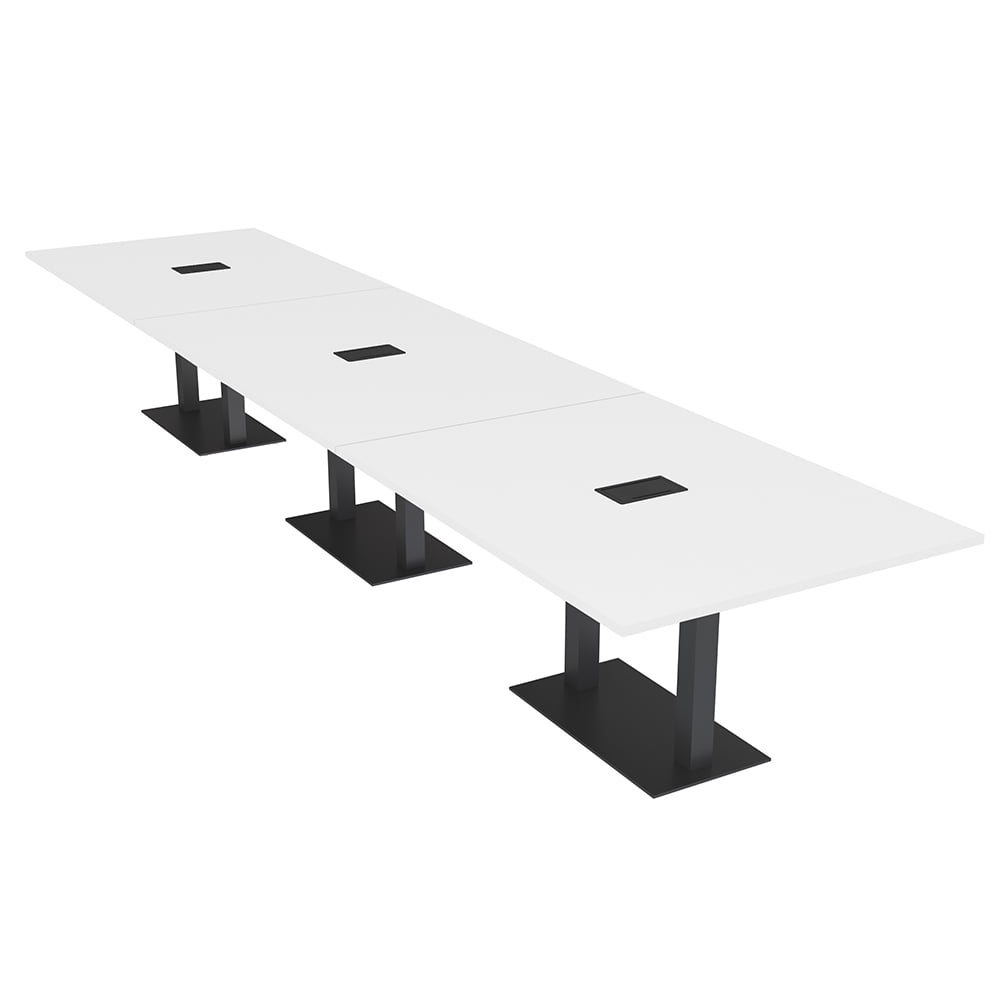 18 Ft Modular Rectangular Boardroom Table Black Bases Electric Modules ...