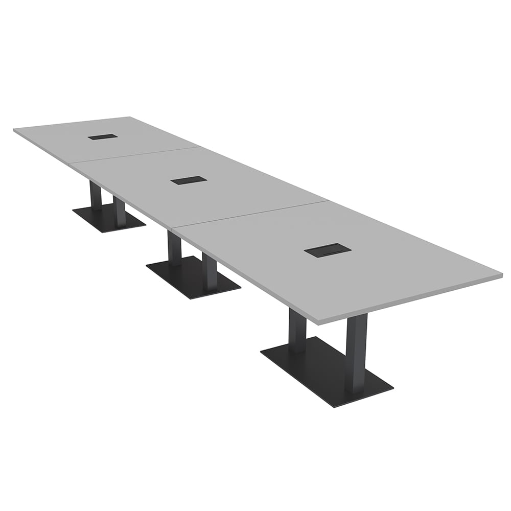 18 Ft Modular Rectangular Boardroom Table Black Bases Electric Modules ...