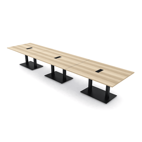 18 Ft Modular Arc Boat Conference Table Square Metal Bases w/Electric ...