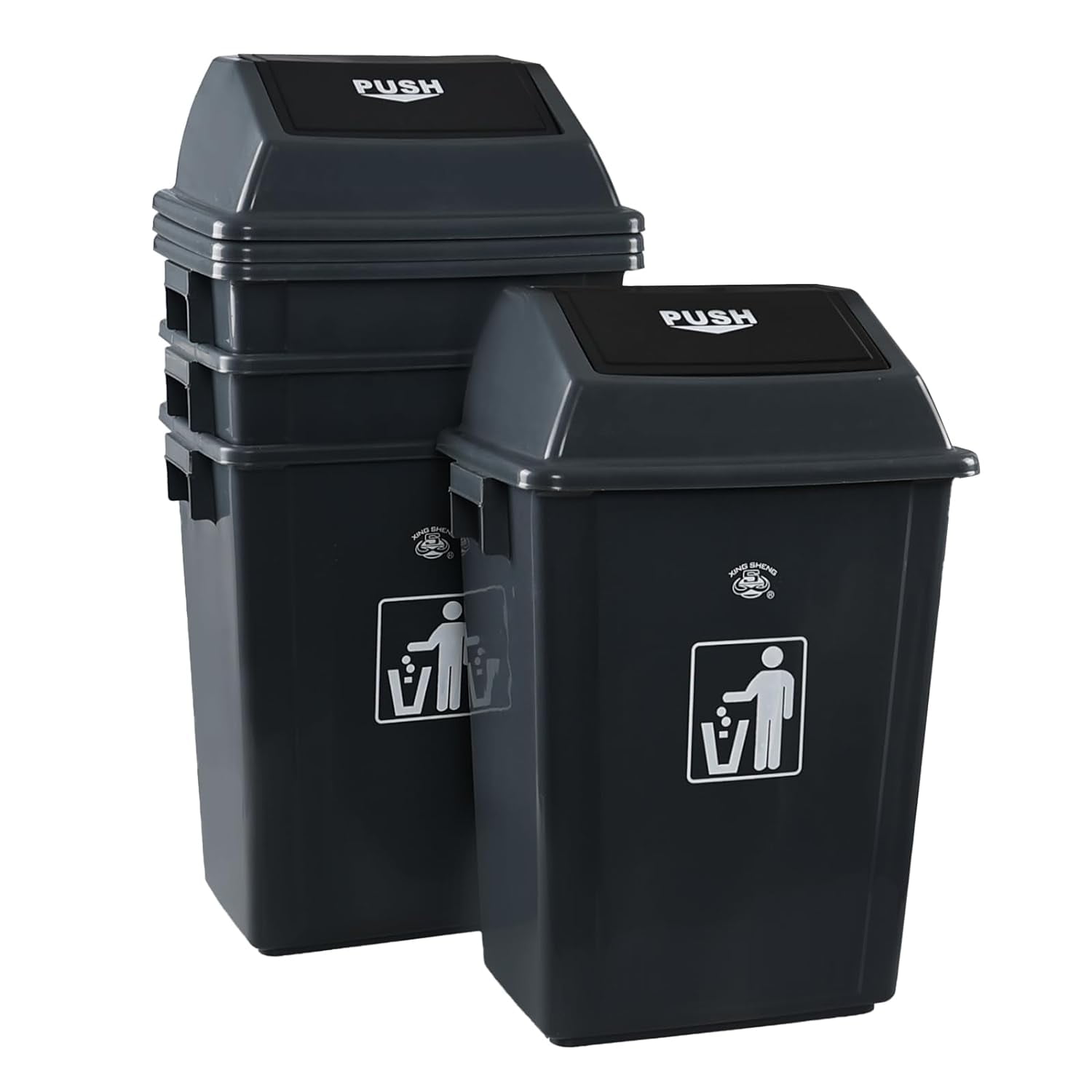 18 Gallon Large Kitchen Swing Top Lid Trash Can, 4 Pack Plastic Trash ...