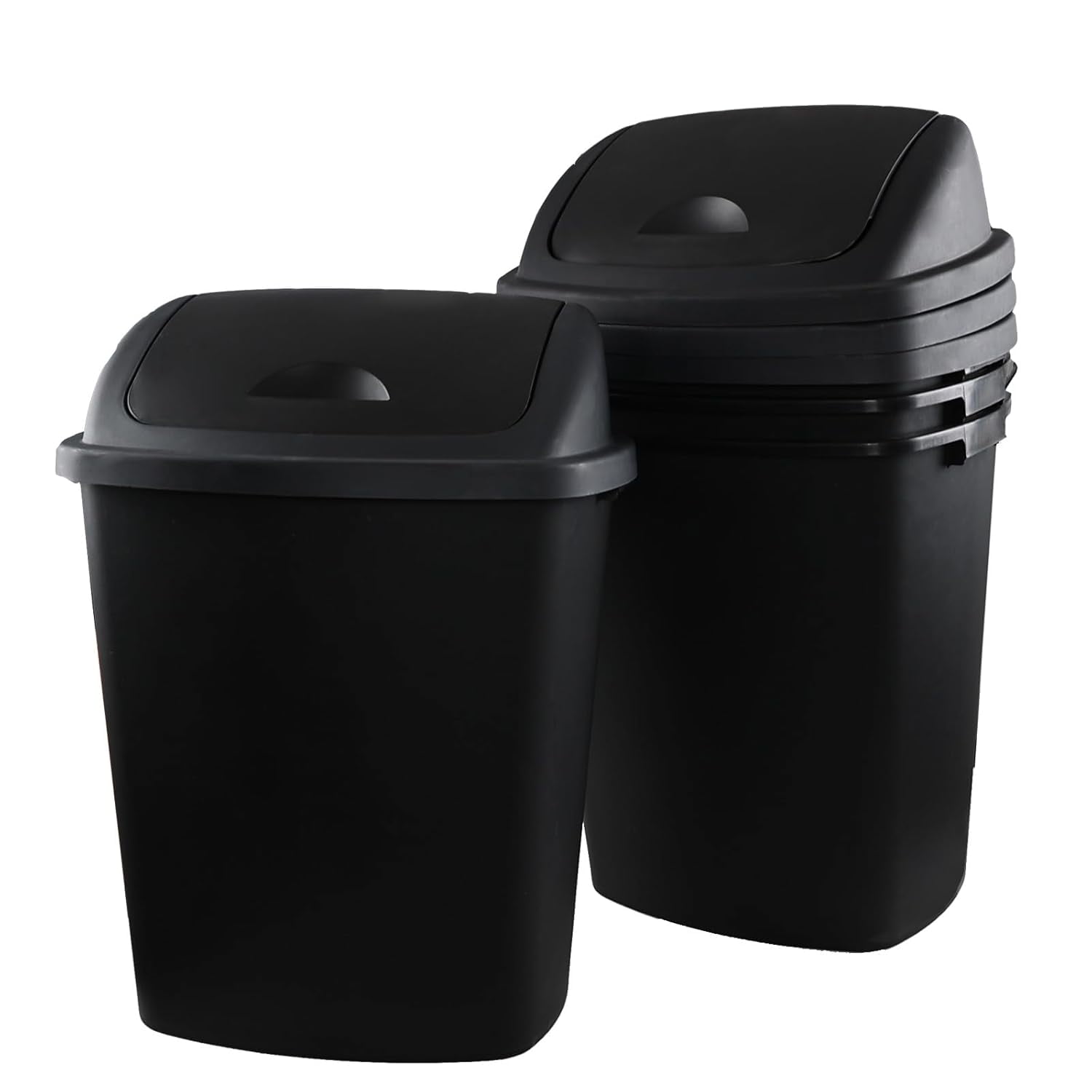 18 Gallon Large Plastic Kitchen Trash Can with Swing Lid, 4 Pack Tall ...