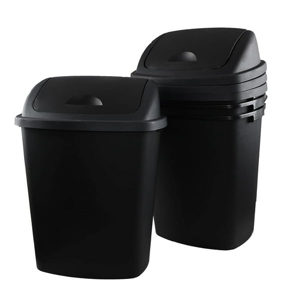 18 Gallon Large Plastic Kitchen Trash Can with Swing Lid, 4 Pack Tall ...