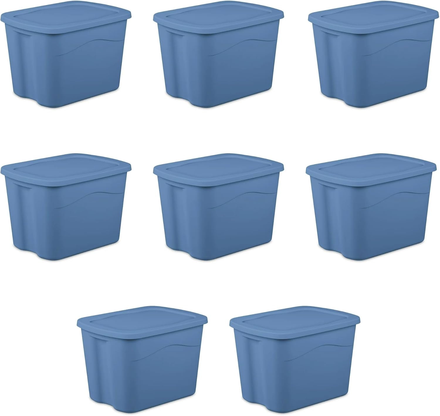 18 Gallon Plastic Storage Bin with Secure Snap Lid (Pack of 8 ...