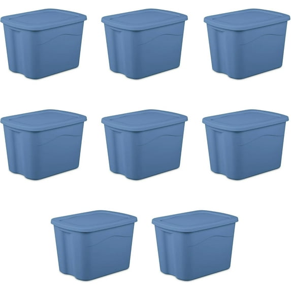 18 Gallon Plastic Storage Bin with Secure Snap Lid (Pack of 8 ...
