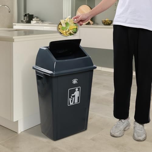 18 Gallon Plastic Trash Can with Swing Lid, 4-Pack Large Kitchen Swing ...