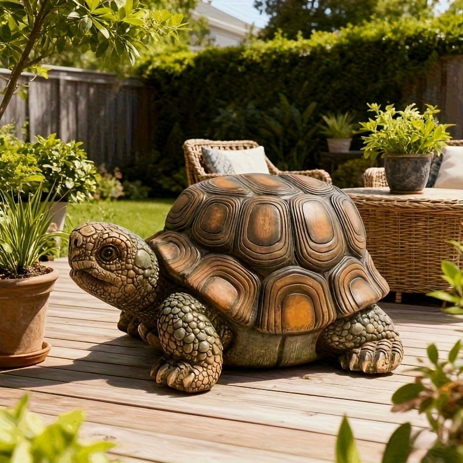 18" Garden Turtle Statue Stool, Simulated Animal Resin Sculpture, Multi ...