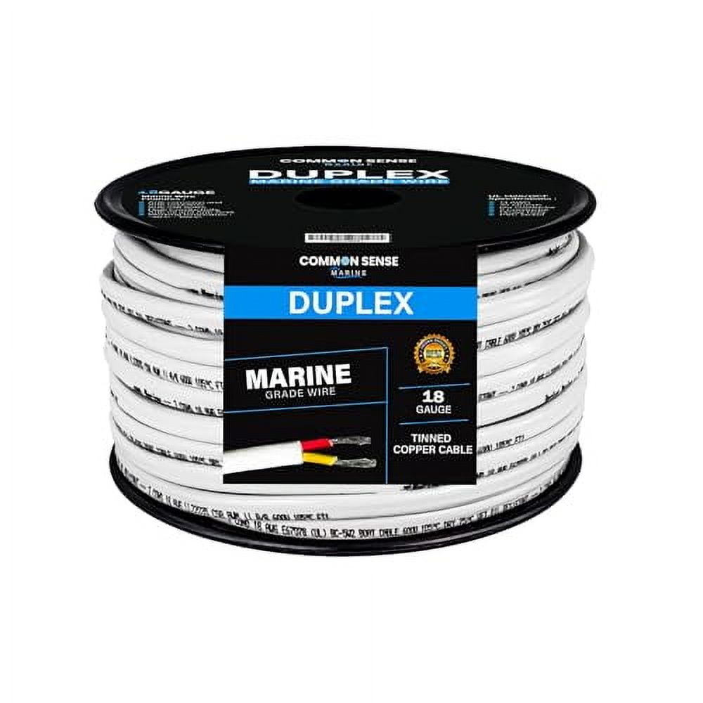 18 Gauge 2 Conductor Marine Wire - 100 ft Duplex Flat Marine Grade Wire ...